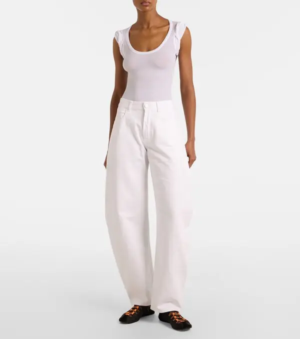 Alaïa Ribbed-knit Bodysuit - White