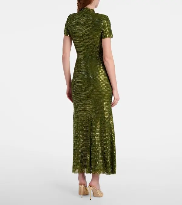 SELF-PORTRAIT Embellished Mesh Maxi Dress