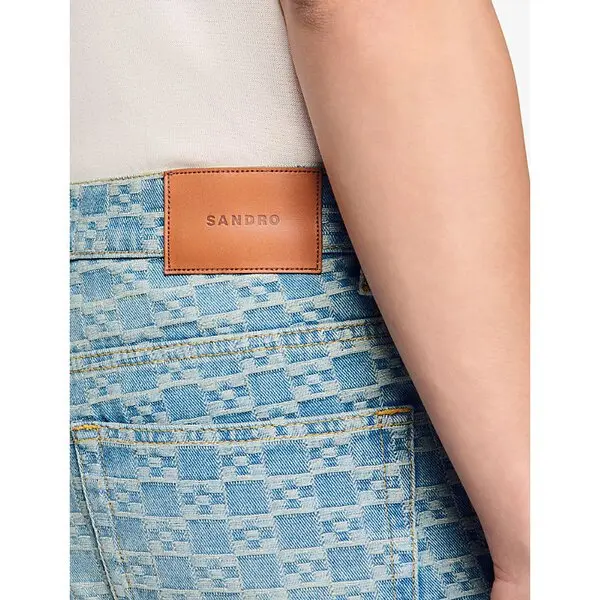 Sandro Square-pattern Straight-leg Denim Jeans