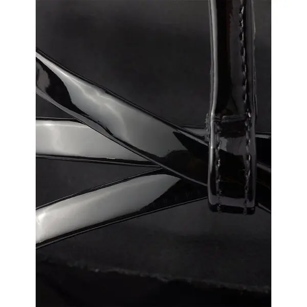 Prada Patent Leather Wedge Sandals - Black
