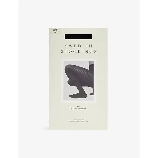 Swedish Stockings Zoe Ribbed Stretch-cotton Tights - Black