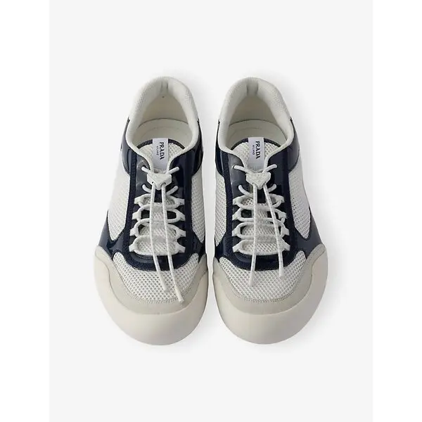 Prada Speedrock Leather And Mesh Trainers - Blue