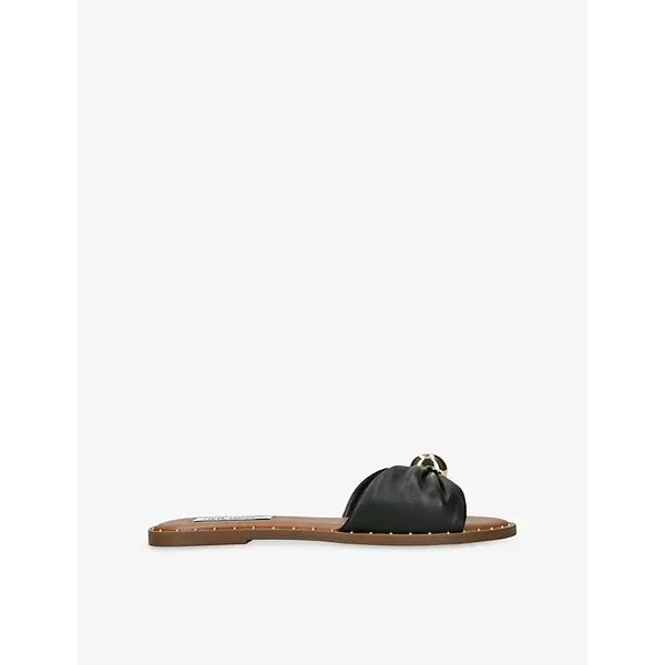 Steve Madden Dipsy Flat Leather Sandals - Black