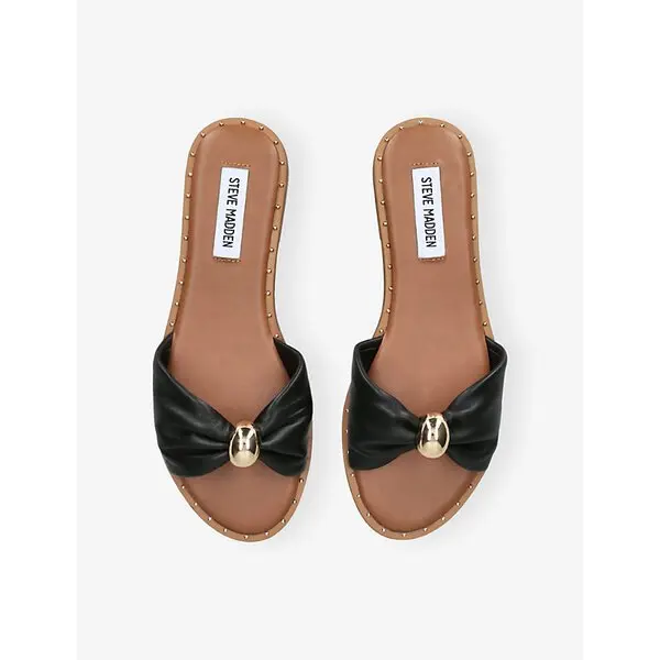 Steve Madden Dipsy Flat Leather Sandals - Black