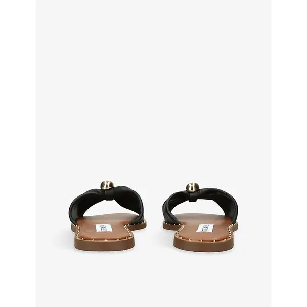 Steve Madden Dipsy Flat Leather Sandals - Black