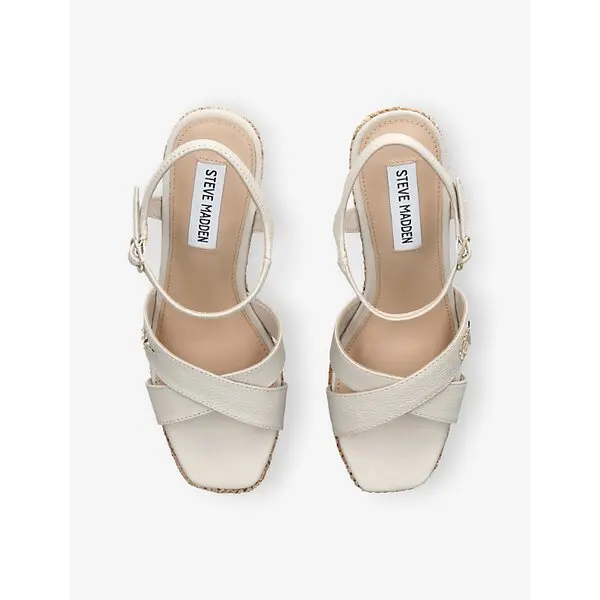 Steve Madden Cylo Leather Wedge Sandals - White