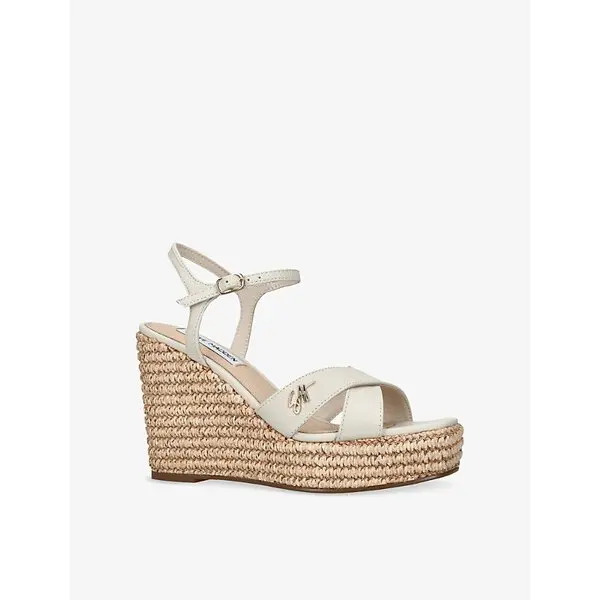 Steve Madden Cylo Leather Wedge Sandals - White