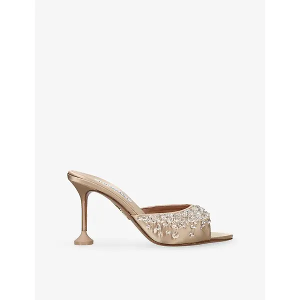AQUAZZURA Bisous Crystal 85 Satin Mules
