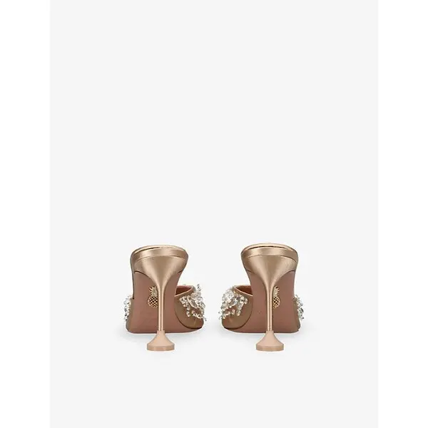 AQUAZZURA Bisous Crystal 85 Satin Mules