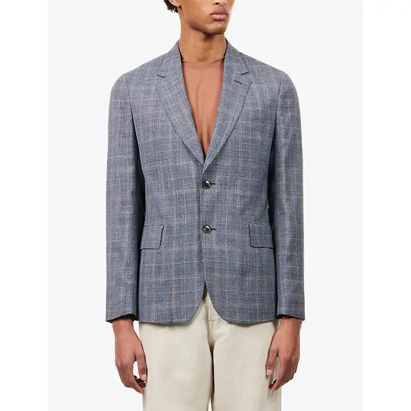 Paul Smith Check Single-breasted Wool-silk Blazer