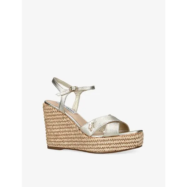 Steve Madden Cylo Leather Wedge Sandals - Gold