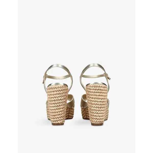 Steve Madden Cylo Leather Wedge Sandals - Gold