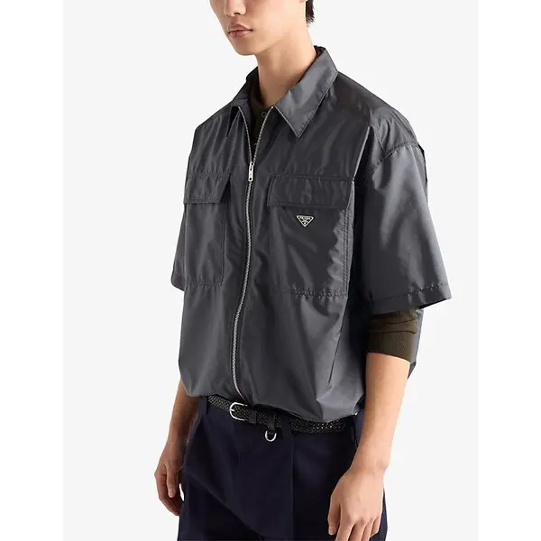 Prada Short-Sleeve Light Re-Nylon Shirt - Grey | Editorialist