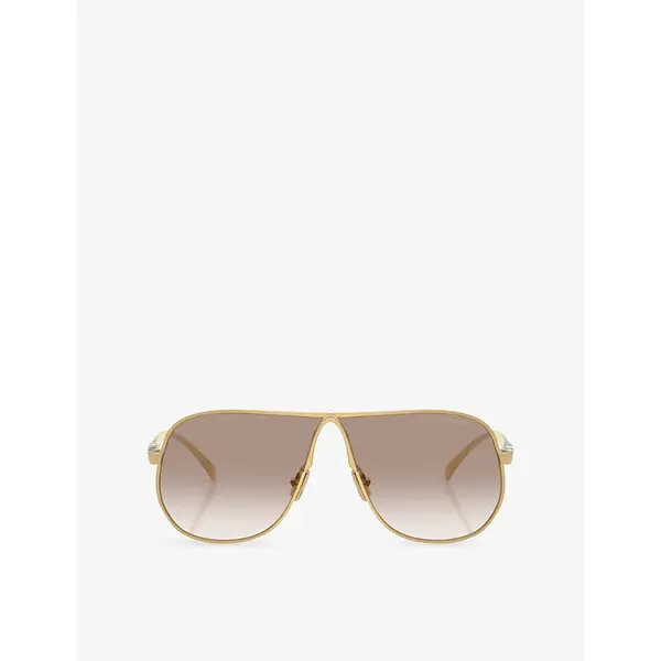 Miu Miu Aviator-frame Metal Sunglasses - Gold