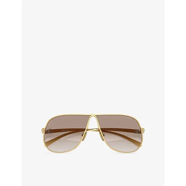 Miu Miu Aviator-frame Metal Sunglasses - Gold