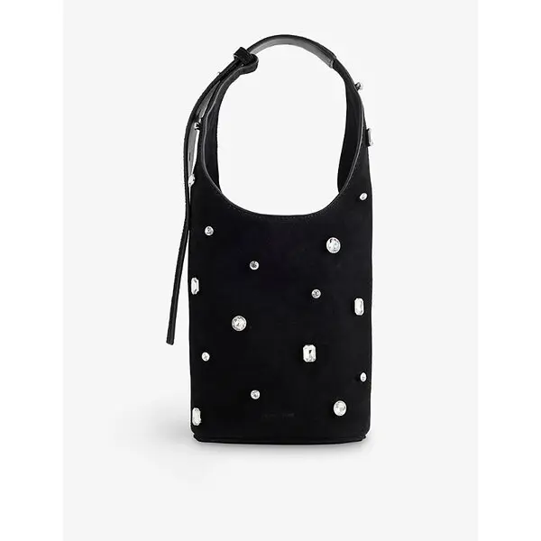 Veronica Beard Crystal-embellished Leather Loop Bag - Black