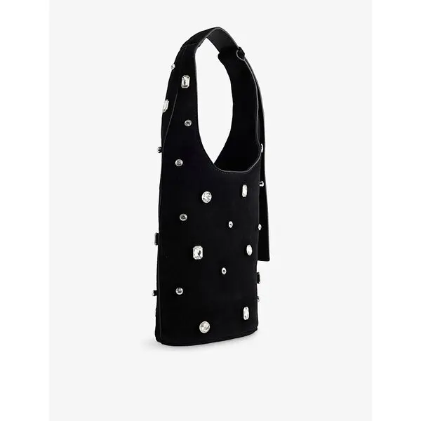 Veronica Beard Crystal-embellished Leather Loop Bag - Black