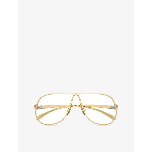 Miu Miu Aviator-frame Metal Glasses - Gold