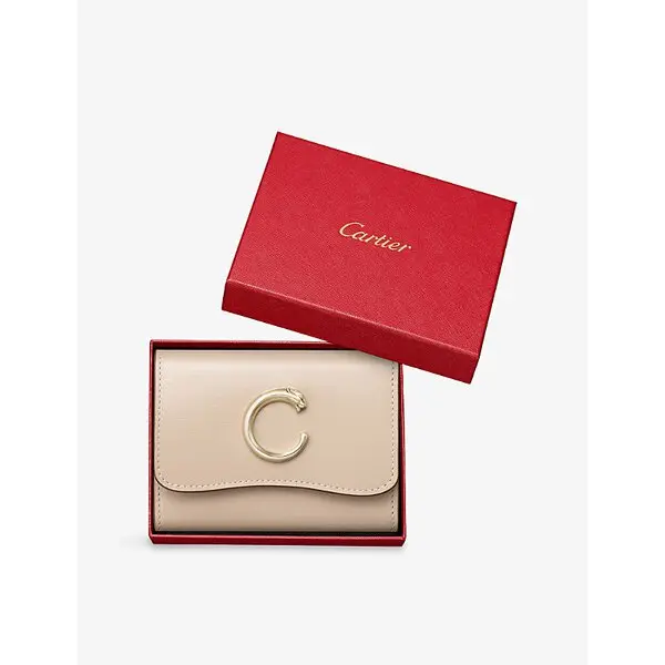 Cartier Panthère C De Leather Bifold Wallet - Beige