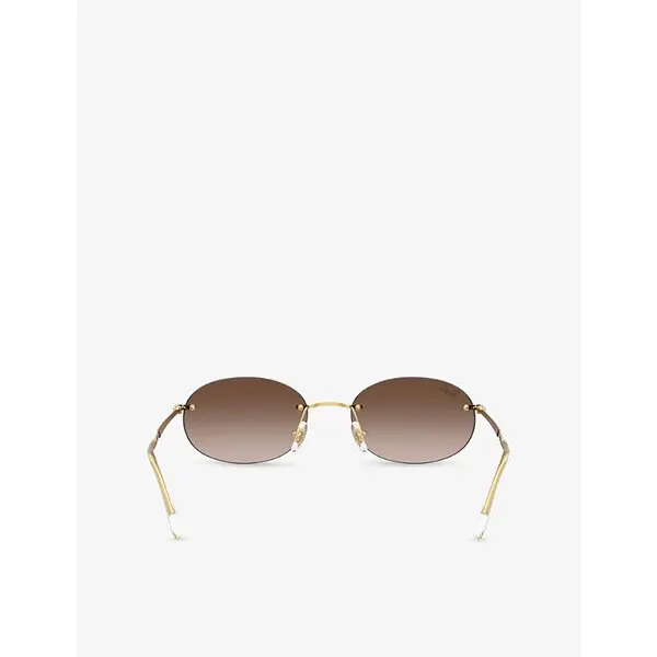 Ray-ban Oval-frame Metal Sunglasses - Gold