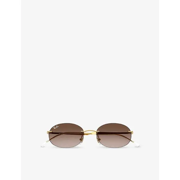 Ray-ban Oval-frame Metal Sunglasses - Gold