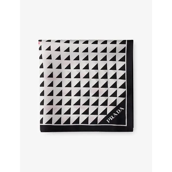 Prada Printed Silk Twill Scarf - Black