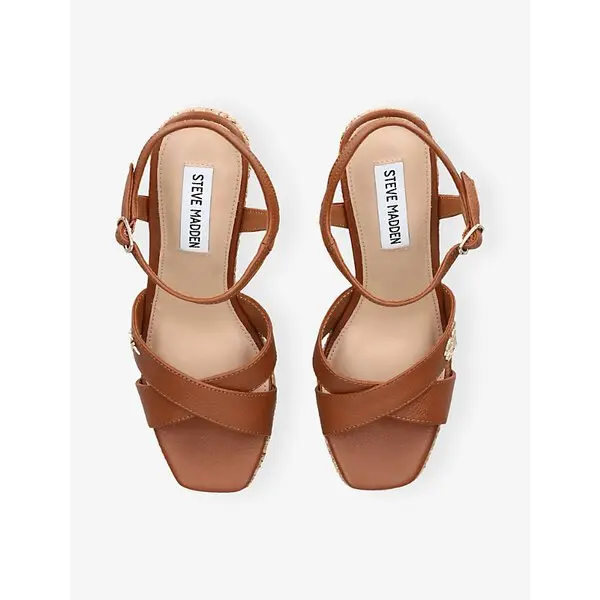 Steve Madden Cylo Leather Wedge Sandals - Tan