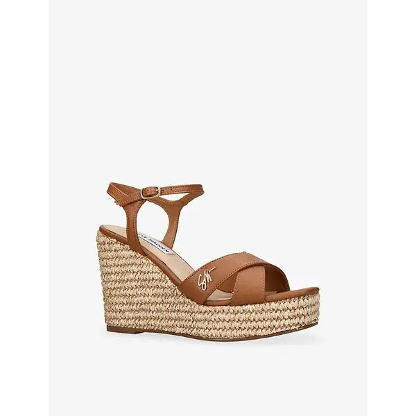 Steve Madden Cylo Leather Wedge Sandals - Tan