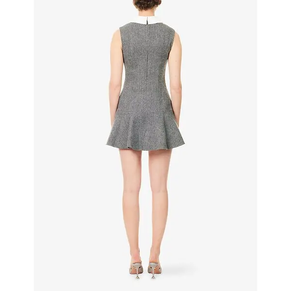 SELF-PORTRAIT Lace Bib Wool-blend Mini Dress