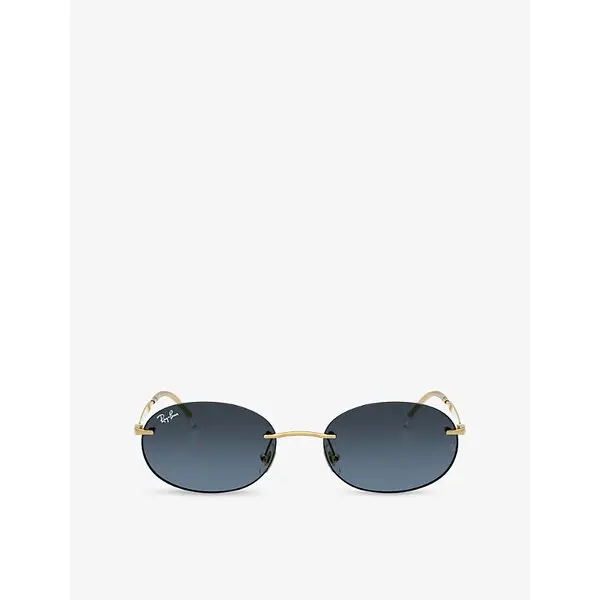Ray-ban Rb3767 Oval-frame Metal Sunglasses - Gold