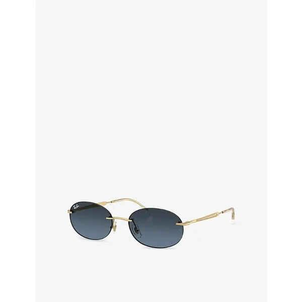 Ray-ban Rb3767 Oval-frame Metal Sunglasses - Gold