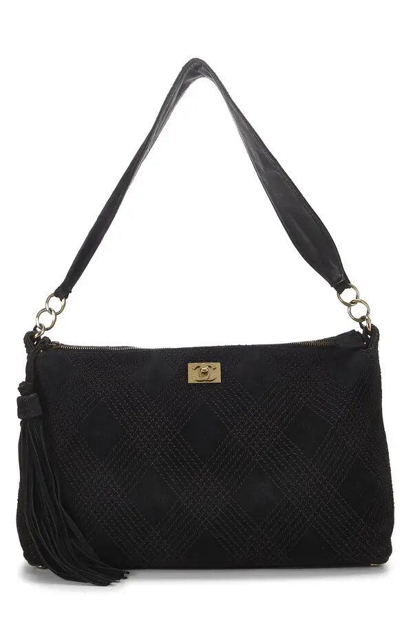 Chanel Suede Wild Stitch Shoulder Bag - Black