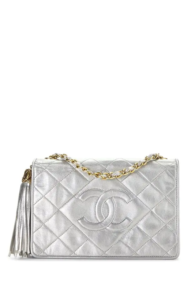Chanel Calfskin Timeless 'cc' Flap Bag - Silver