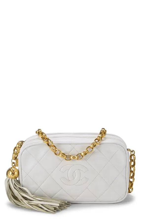 Chanel Lambskin Diamond 'cc' Camera Bag - White