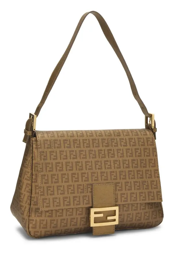 Fendi Zucchino Coated Canvas Mama Shoulder Bag - Gold