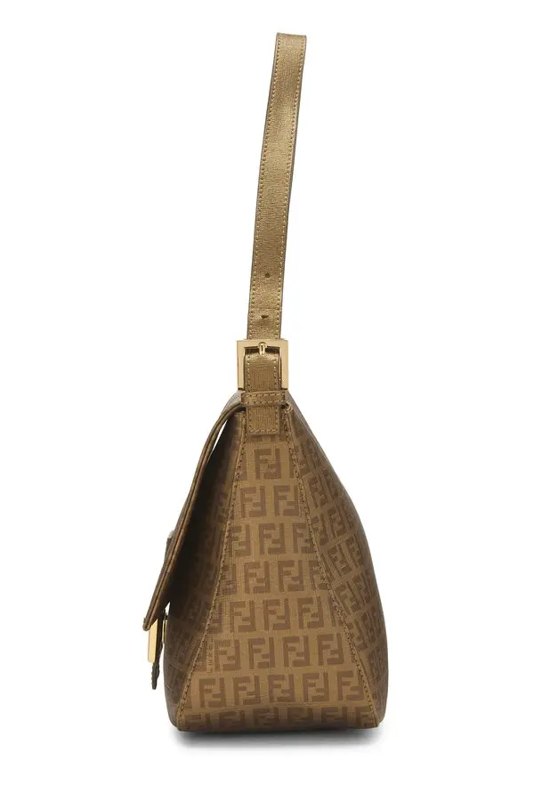 Fendi Zucchino Coated Canvas Mama Shoulder Bag - Gold
