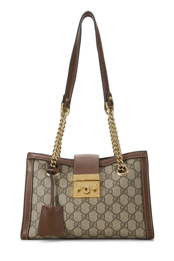 Gucci Gg Supreme Padlock Tote - Brown