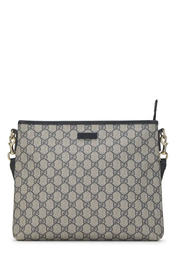 Gucci Gg Zip Flat Messenger - Navy