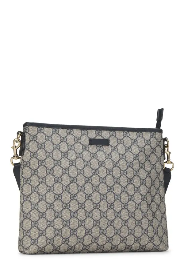 Gucci Gg Zip Flat Messenger - Navy