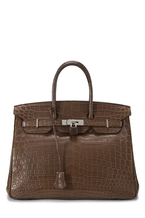 Hermès Gris Elephant Matte Crocodile Birkin 35 - Grey