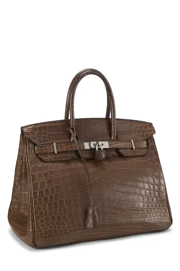 Hermès Gris Elephant Matte Crocodile Birkin 35 - Grey