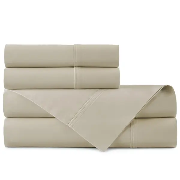 PEACOCK ALLEY Gardenia Egyptian Cotton Sateen Sheet Set - Mushroom