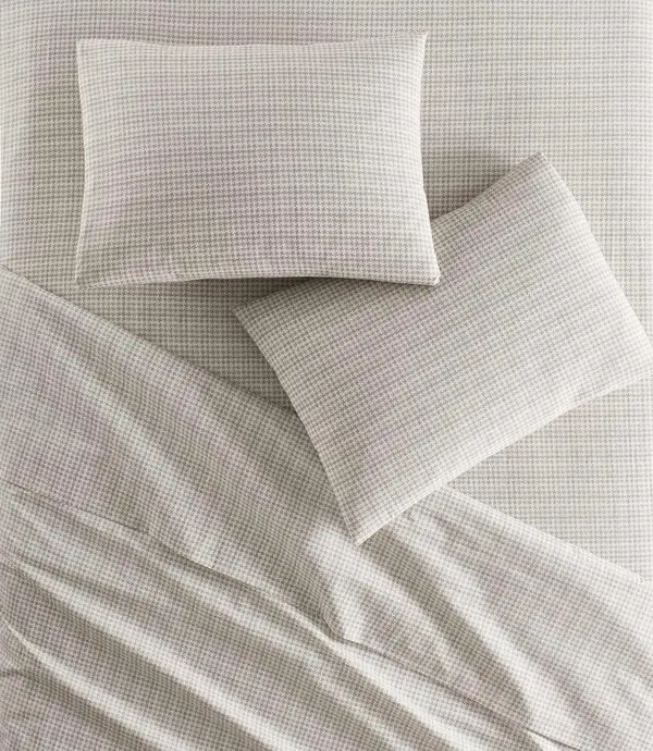 PEACOCK ALLEY Houndstooth Flat Sheet - Greige