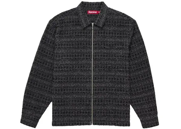 Supreme Boucle Zip Up Shirt - Black