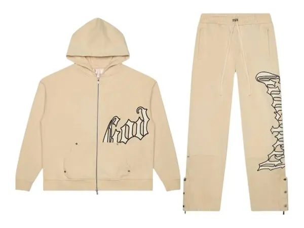 GODSPEED Og Logo V2 Full Zip Hoodie And Track Pants Set - Creme