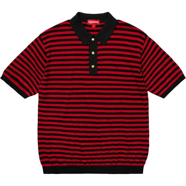 Supreme Striped Knit Polo Shirt - Red