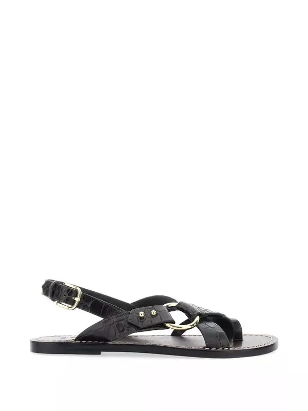 Soeur Circle Crocodile Effect Sandals - Brown