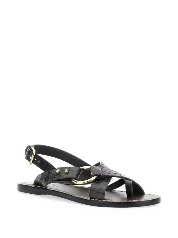 Soeur Circle Crocodile Effect Sandals - Brown