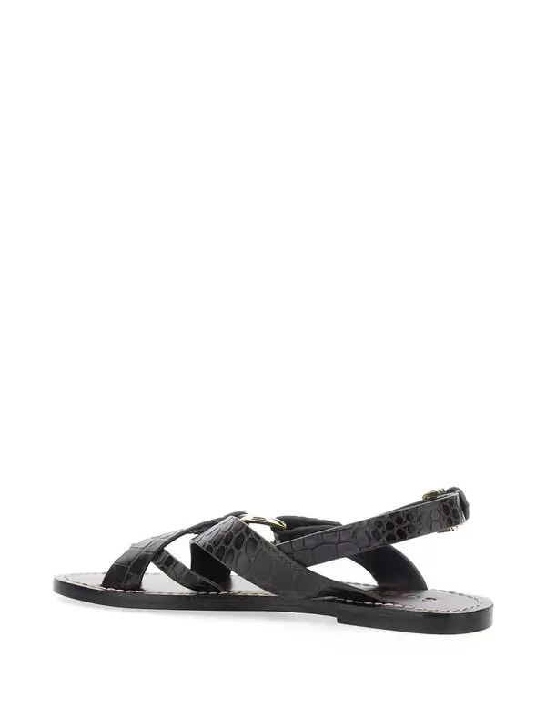 Soeur Circle Crocodile Effect Sandals - Brown