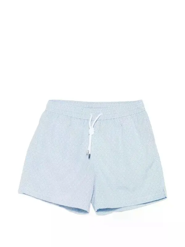 Fedeli Madeira Sakar-patterned Swim Shorts - Blue